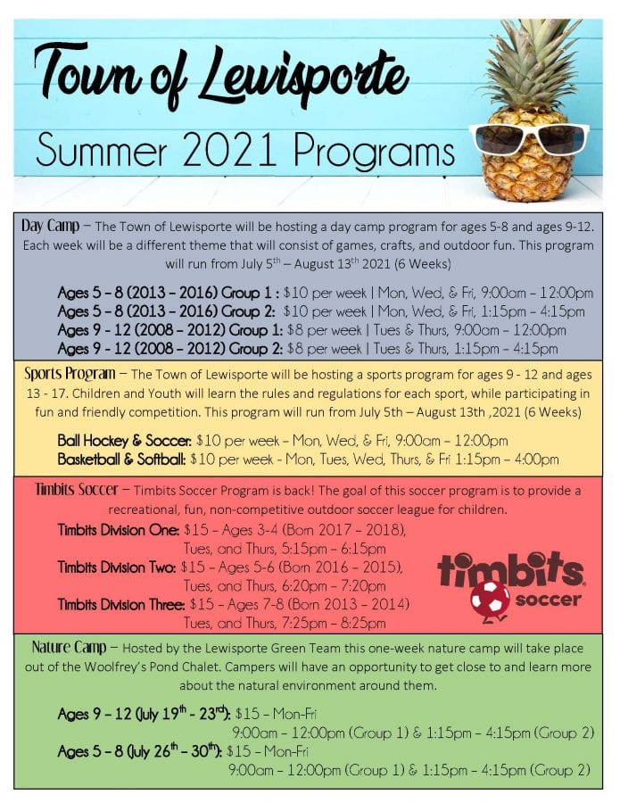 Summer 2021 Programs and Registration - Lewisporte